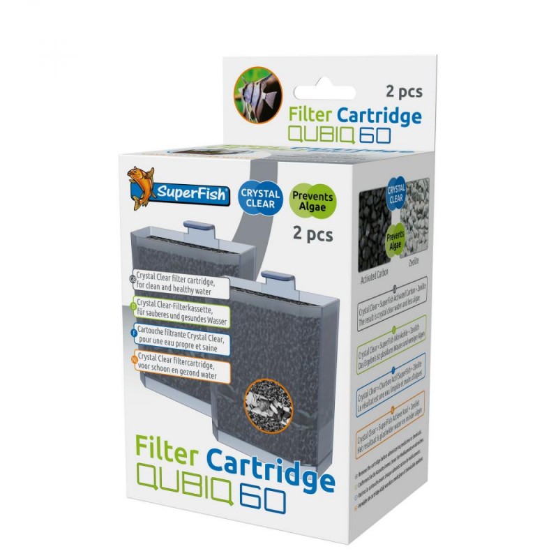 SUPERFISH QUBIQ 60 FILTER CARTRIDGE Crystal clear/prevents algae X2